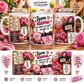 Vtipný keramický hrnek pro ženu Jsem dáma – dárek pro kamarádku 300 ml