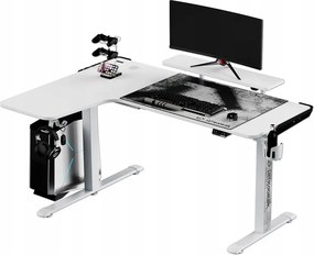 Ultradesk Psací stůl pro hráče Winger bílý, 111x155x60 cm, 75-122 cm