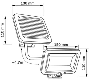 LED Solární reflektor se senzorem DUO LED/1W/3,7V 1200 mAh IP44