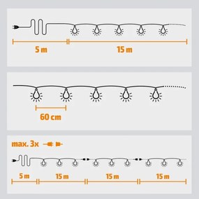 Brilagi - LED Venkovní dekorační řetěz GIRLANDA 25xE12 20m IP44 studená bílá