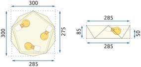 Toolight - Stropní svítidlo Diamond 30cm E27 3x60W APP875-C, zlatá, OSW-08973