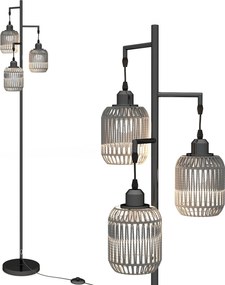 Costway Stojací lampa 173 cm lampa na čtení s 3 E27 zásuvkami a nožním – černý