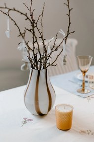 Broste Skleněná váza Ada Stripe Taupe Warm Grey, hnědá barva, sklo