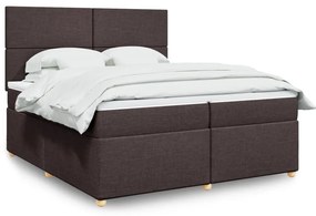 Box spring postel s matrací tmavě hnědá 200x200 cm textil