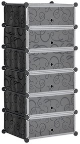 HOMCOM Úložný box na boty DIY zásuvný stojan na 6 párů bot, plast/ocel, černý+bílý, 49x36.5x108cm| Aosom