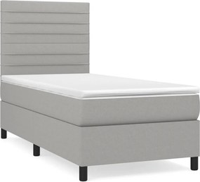 Box spring postel s matrací světle šedá 90x200 cm textil 3141825