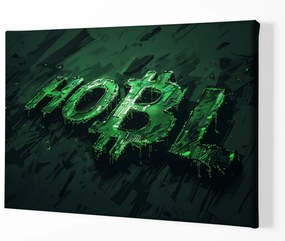 Obraz na plátně - Bitcoin HOBL HODL zelené FeelHappy.cz Velikost obrazu: 180 x 120 cm