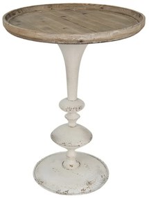 Bílo-hnědý antik odkládací stolek Verle – 60x76 cm