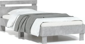 vidaXL Rám postele s čelem a LED osvětlením 75 x 190 cm [838756] Barva: Betonová šedá