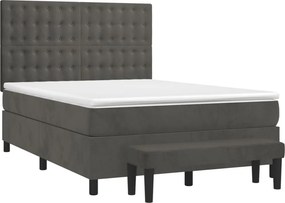 Box spring postel s matrací tmavě šedá 140x200 cm samet 3138086