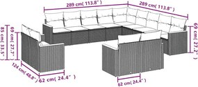 13dílná zahradní sedací souprava s polštáři černá polyratan 3226526