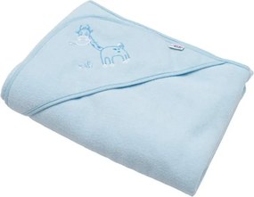Dětská froté osuška s výšivkou a kapucí New Baby 100x100 modrá žirafka