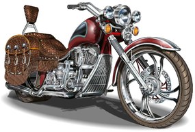 DIMEX | Vliesová fototapeta Klasický vintage motocykl MS-5-2170 | 375 x 250 cm| červená, bílá, metalická, hnědá