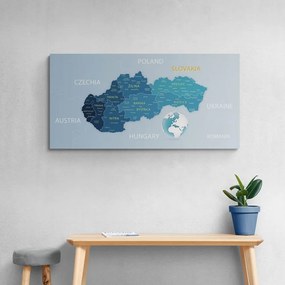 Obraz na korku elegantní mapa Slovenska v modrém