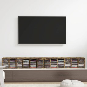 HOMCOM Sada 2 sloupkových polic CD-DVD skříň se 6 + 6 přihrádkami 21 x 22,5 x 88,5 cm maximální kapacita 204 CD rustikální hnědá