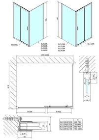 Polysan EASY LINE obdélníkový sprchový kout 1100x700mm L/P varianta, sklo Brick