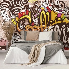 Tapeta veselá graffiti stěna - 150x100