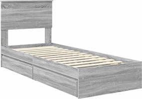 Postel s úložným prostorem se zásuvkou Šedá Sonoma 75 x 190 cm 3410852