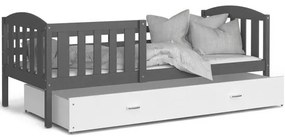 Dětská postel KUBU P 160x80 cm ŠEDÁ-BÍLÁ