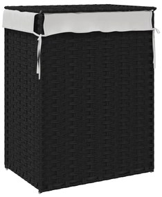Koš na prádlo s víkem černý 46 x 33 x 60 cm polyratan - Default Title