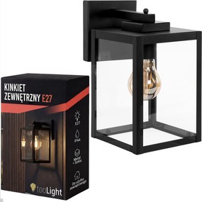 Toolight Toolight, JNH038-1G, venkovní nástěnné svítidlo se skleněnými tabulkami, 1× E27, IP44, černá matná, OSW-56224