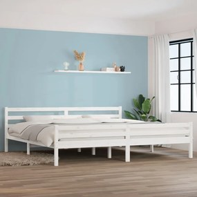 814840 vidaXL Rám postele bílý masivní dřevo 200 x 200 cm