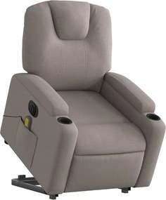 Elektrické zvedací masážní polohovací křeslo taupe textil 3204412