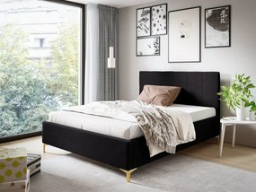 Eka Čalouněná postel SMART+ 160x200 cm Barva látky Trinity: Černá (Trinity 2316), Úložný prostor: S dřevěným rámem úložného prostoru, Barva nožek postele: Černá