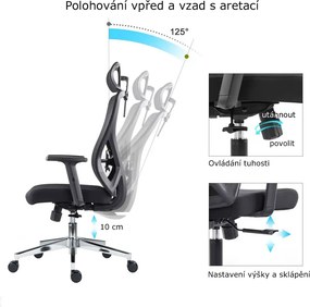 Kancelářská ergonomická židle Neoseat FLEX PRO — černá, nosnost 150 kg