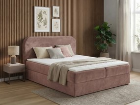 Čalouněná postel boxspring FORENA 140x200 cm starorůžová Matrace: Matrace Bonell pružinová