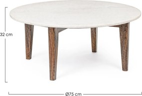 Bílý/v přírodní barvě kulatý konferenční stolek s mramorovou deskou ø 75 cm Sylvester – Bizzotto