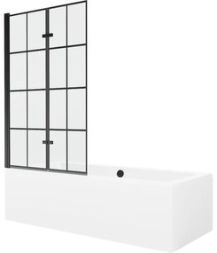 `Mexen Cube obdélníková vana 180 x 80 cms pláštěm 2-křídlovou zástěnou 100 cm, Černý vzor - 550518080X92100027077