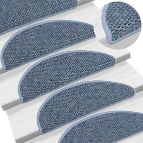 Samolepící nášlapy na schody vzhled sisal 15 ks 56x17x3cm modré 326862