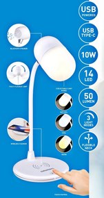 GRUNDIG Stolní lampa LED s bezdrátovou nabíječkou na mobil 3v1ED-247254