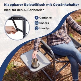 Costway Ředitelské křeslo Skládací kempingové křeslo s odkládacím – černý
