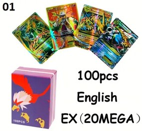 Sady Pokémon karet, VMAX, gold, silver, black, trading - anglické verze Varianta: 01 - 100pcs EX(20MEGA)