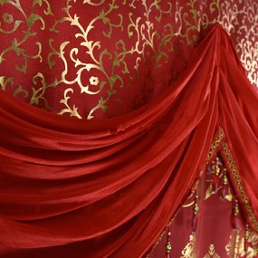 Fliying Luxusní hotové kusové záclony - Donatella červená 300x250 cm