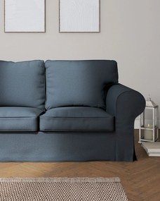 Potah na pohovku IKEA  Ektorp 3-místná, nerozkládací barva modrá látka pletený vzor