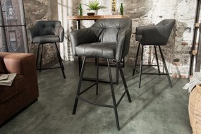 Barová stolička podkroví starožitné šedé loketní opěrka / 39081