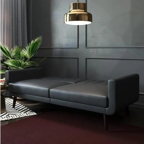 Černá rozkládací pohovka z imitace kůže 200 cm Nola – Støraa