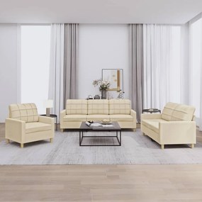3dílná sedací souprava s poduškami krémová textil 3201244