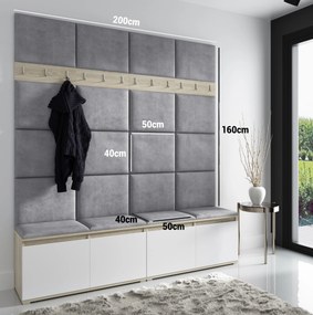 Eka Předsíňová stěna s čalouněnými panely Trinity 4 - Grafit / Hnědá 2307