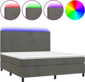 Box spring postel s matrací a LED tmavě šedá 160x200 cm samet 3136012
