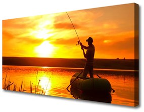Obraz na plátně Rybář Ryby Západ Jezero 100x50 cm