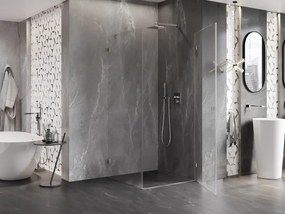 Mexen Lunar-B pravostranný výklopný sprchový kout 80 x 80 cm, čiré sklo, broušená ocel, 832-080-080-97-00-P