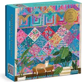 GALISON Metalické puzzle Patchworkový koutek / 1000 dílků / rozměr 68,