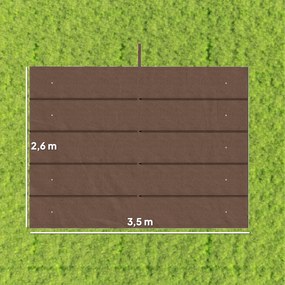 Náhradní střecha pro pergolu 4 x 3 m, zatahovací, s otvory pro odvod dešťové vody, odolná proti povětrnostním vlivům, polyester, 350 x 260 cm Káva