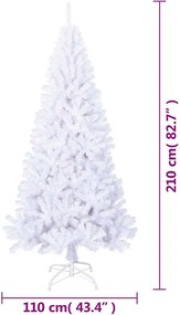 Umělý vánoční stromek s hustými větvemi bílý 210 cm PVC 321040