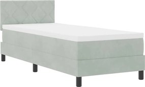 Postel s boxspringem s čelo Světle šedá 80 x 200 cm samet 3339200