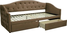 Postel ZASKA 90x200 s úložným prostorem, hnědá Velvet látka, Kondela 0000396164